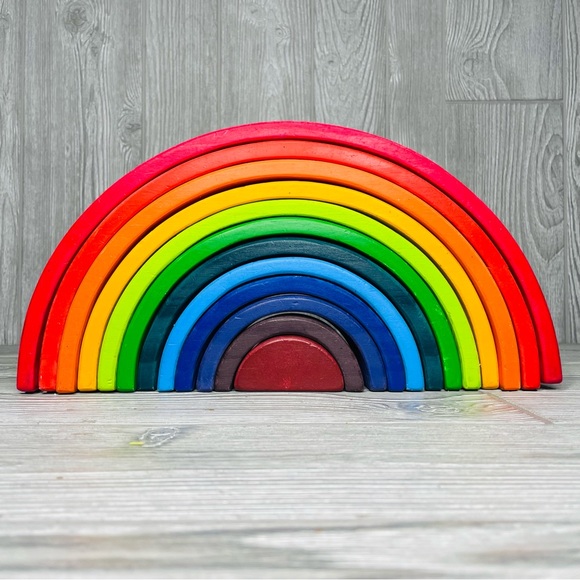 Accents | Large Wooden Rainbow Montessori Stacking Puzzle Decoration ...